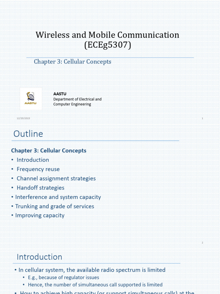 Chapter 3 - 33celular Concepts (ECEg5307) | PDF | Cellular Network | Radio