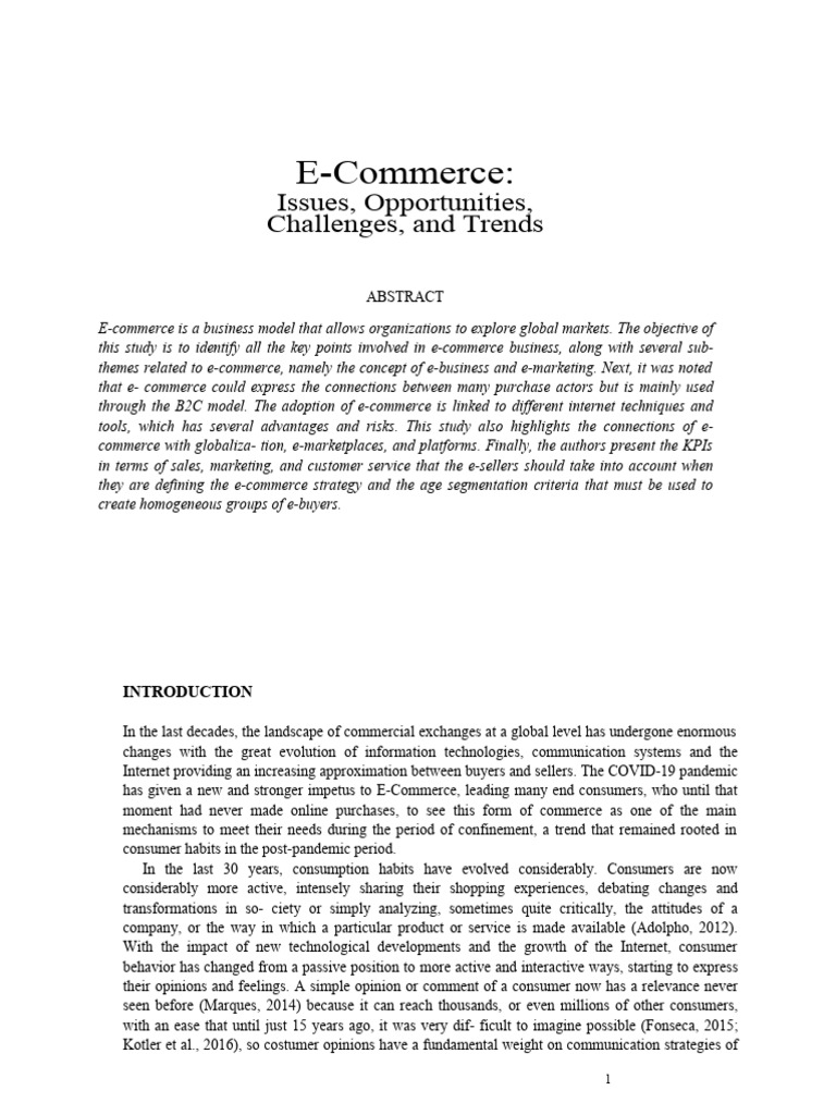 E Commerce Issues Opportunities Challenges and Trends | PDF | Marketing | E Commerce