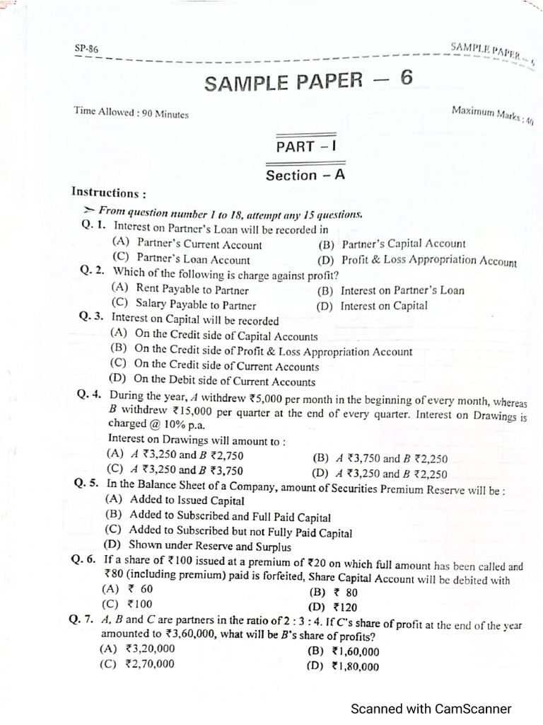 Sample Paper 6 | PDF