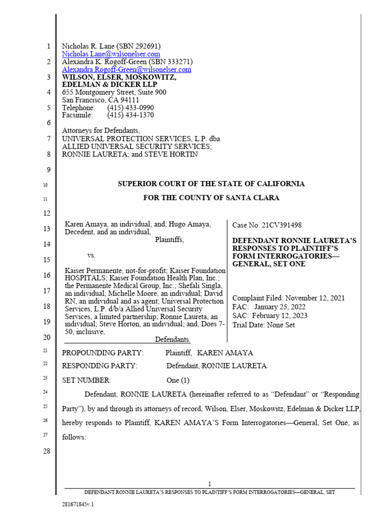 2023-07-13 Def Laureta's Resp To PLTF Karen Amaya's FROG-GEN - Set One ...