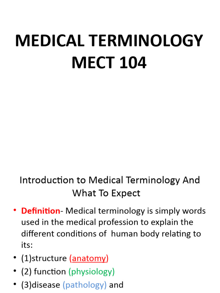 Medical Terminology LECT 1 Revised | PDF | Linguistics | Human ...