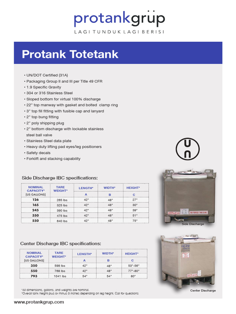 IBC Tank Specifications and Accessories | PDF | Valve | Tools