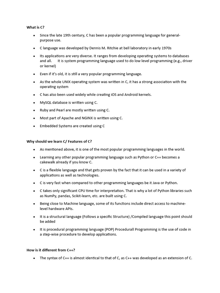 C Language | PDF | Control Flow | Data Type C Language | PDF | Control Flow | Data Type