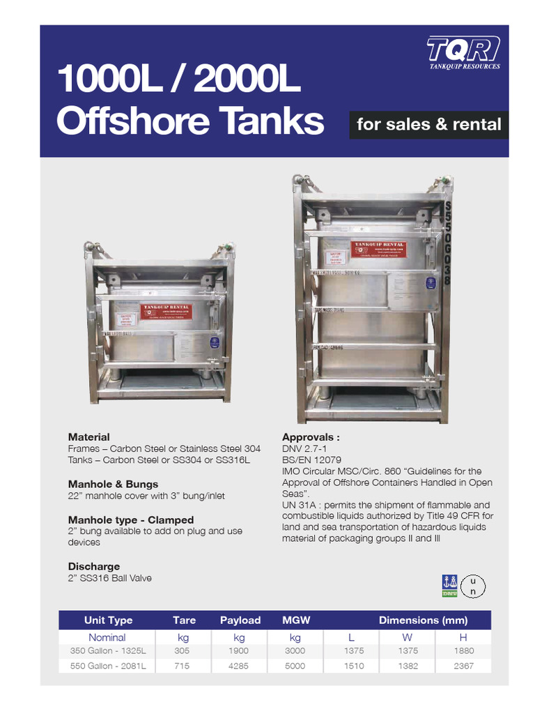 Offshore Tank Specifications and Approvals | PDF | Technology & Engineering