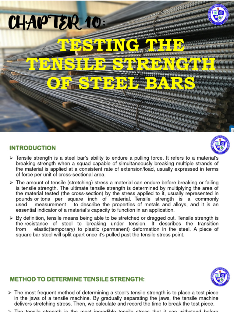 CHAPTER-10-TESTING-THE-TENSILE-STRENGTH-OF-STEEL-BARS | PDF | Strength ...