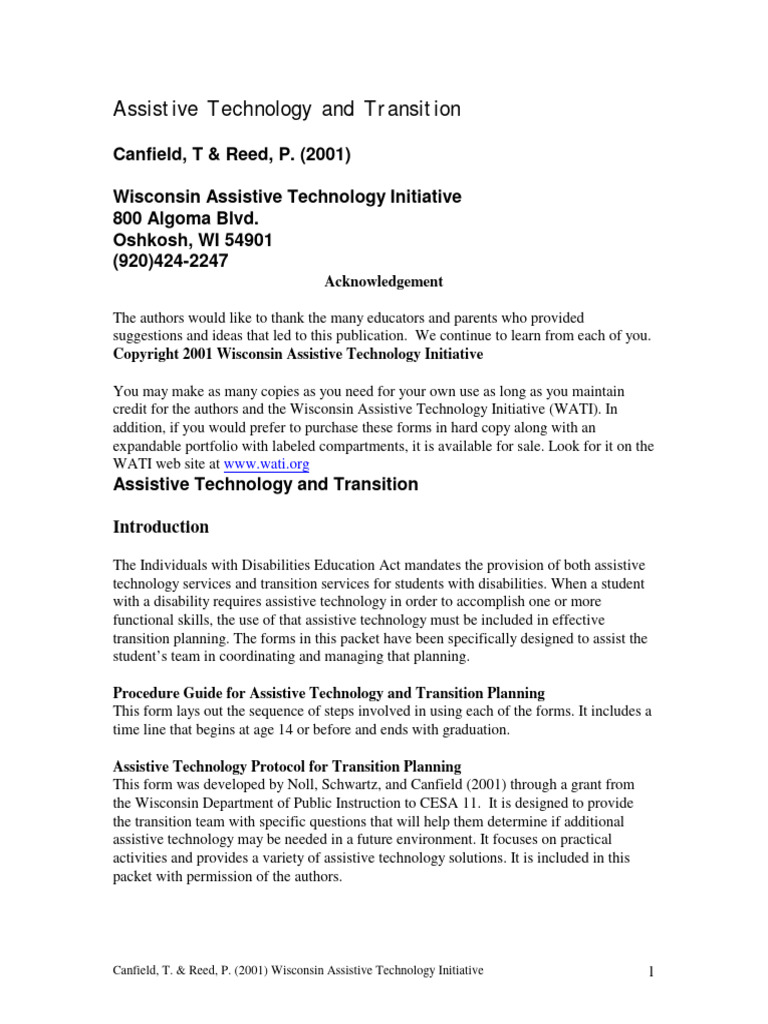 AT Transition Packet | PDF