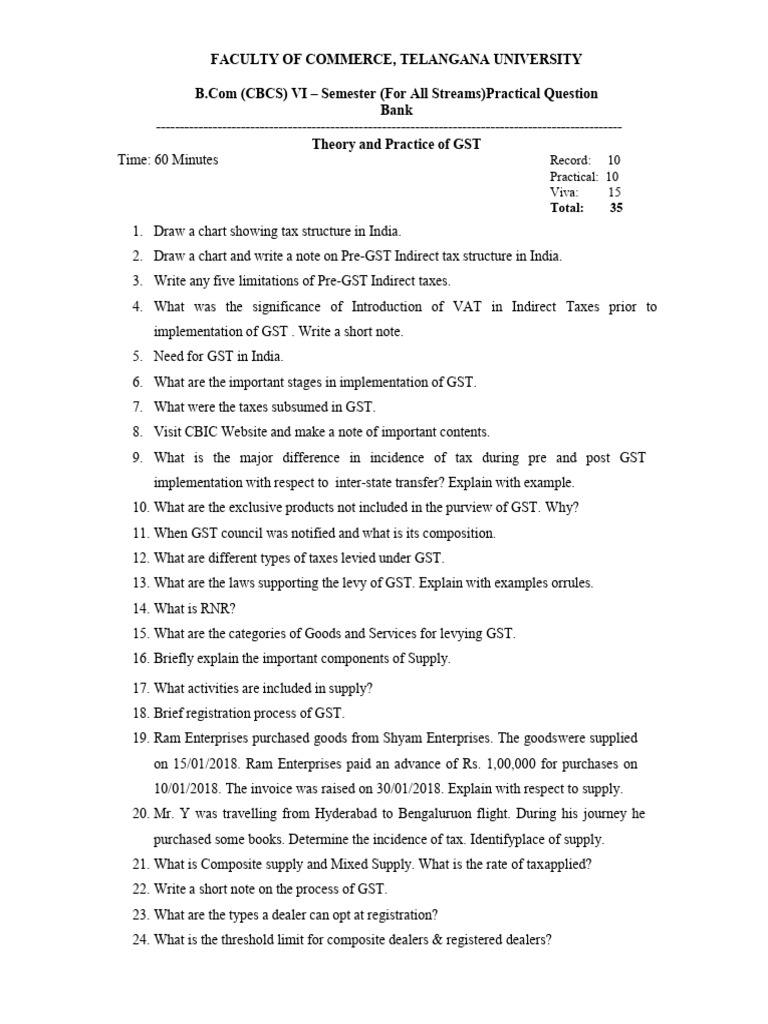 B.Com GST Practical Questions | PDF | Invoice | Taxes
