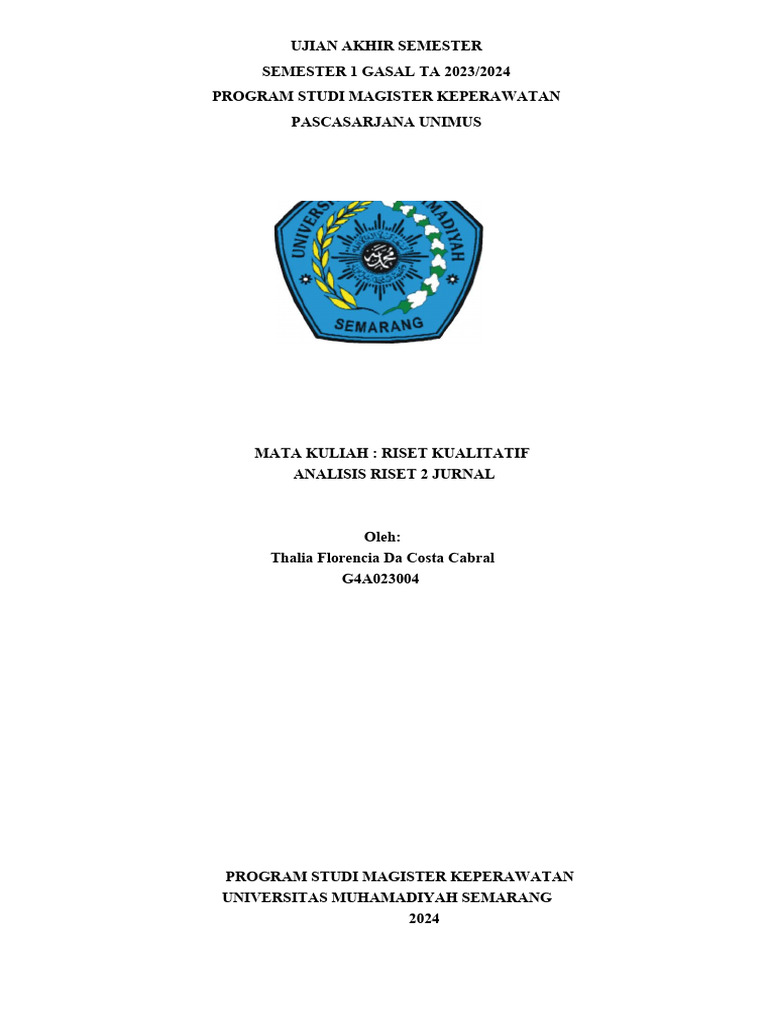 Uas Analisis Riset Kualitatif 2 Jurnal-1 | PDF