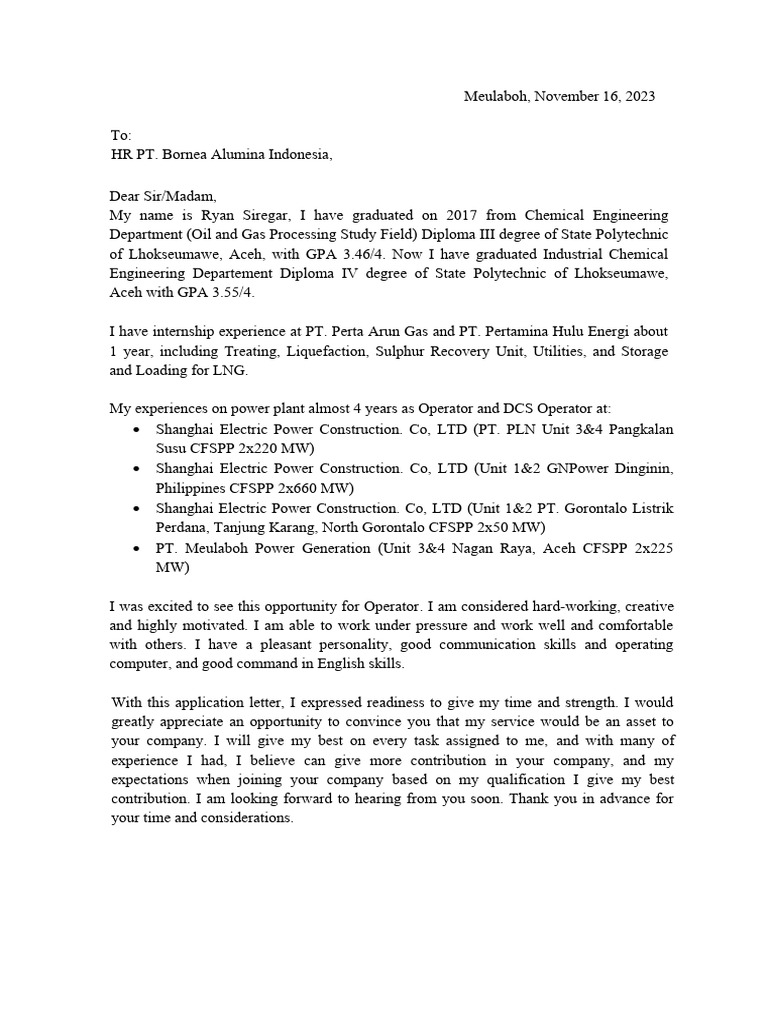 Application Letter | PDF