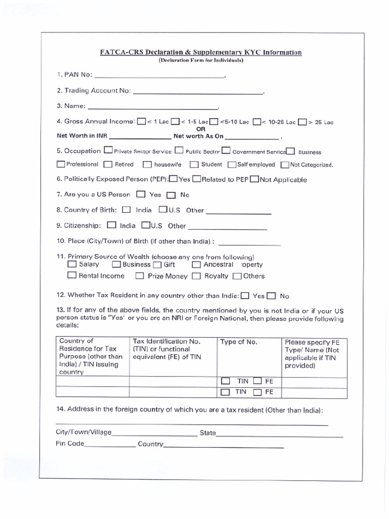FATCA Declaration Individual FINAL | PDF