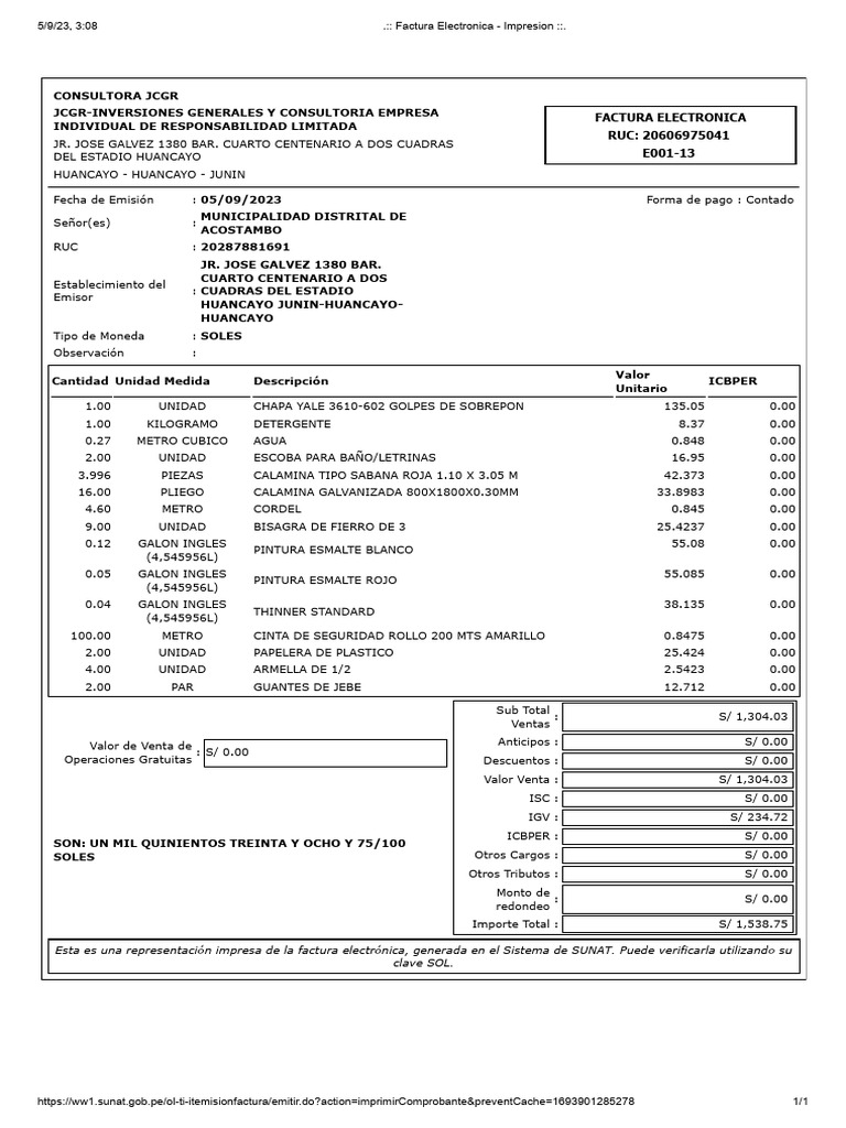 Factura Electronica - JCGR FERRETERIA 1 | PDF | Tecnología bancaria | Pagos