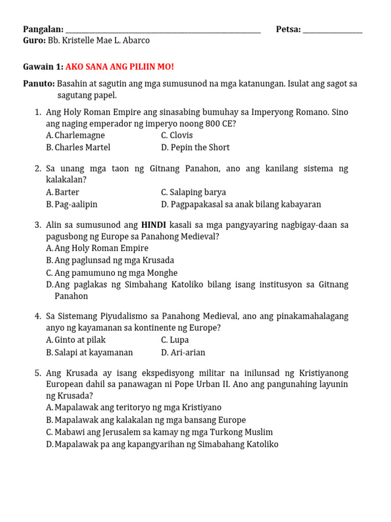 Pag-usbong ng Europa sa Gitnang Panahon | PDF Pag-usbong ng Europa sa Gitnang Panahon | PDF