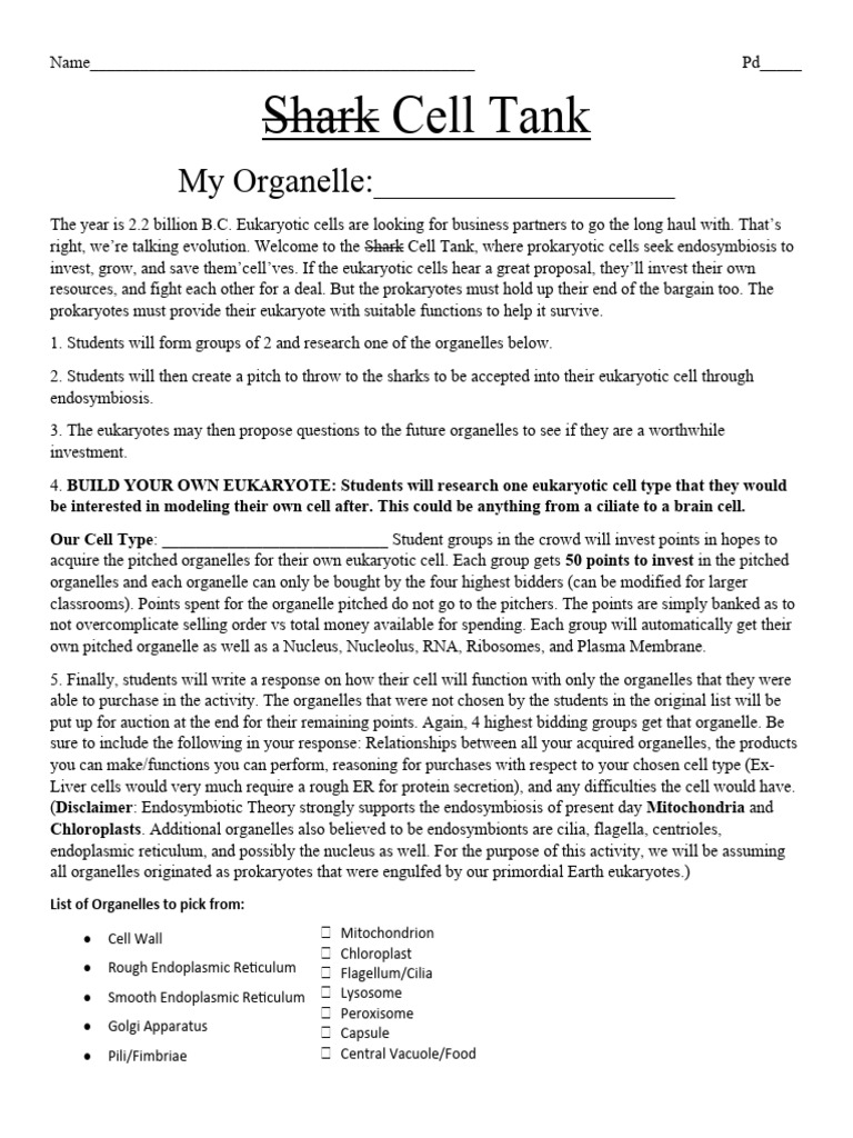 Shark Cell Tank | PDF | Cell (Biology) | Organelle