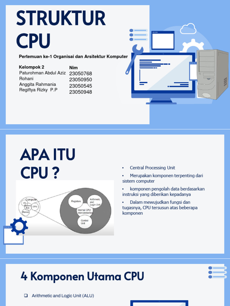 Tugas Organisasi Dan Arsitektur Komputer (Struktur CPU) Kelompok 2 | PDF
