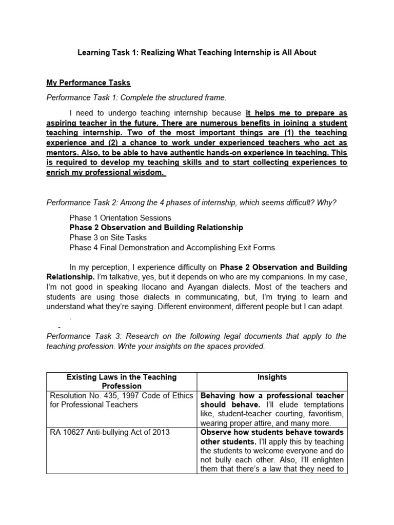 Portfolio-Learning-Tasks | Download Free PDF | Teachers | Learning