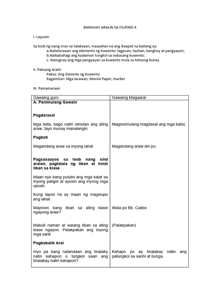 Banghay Filipino | PDF