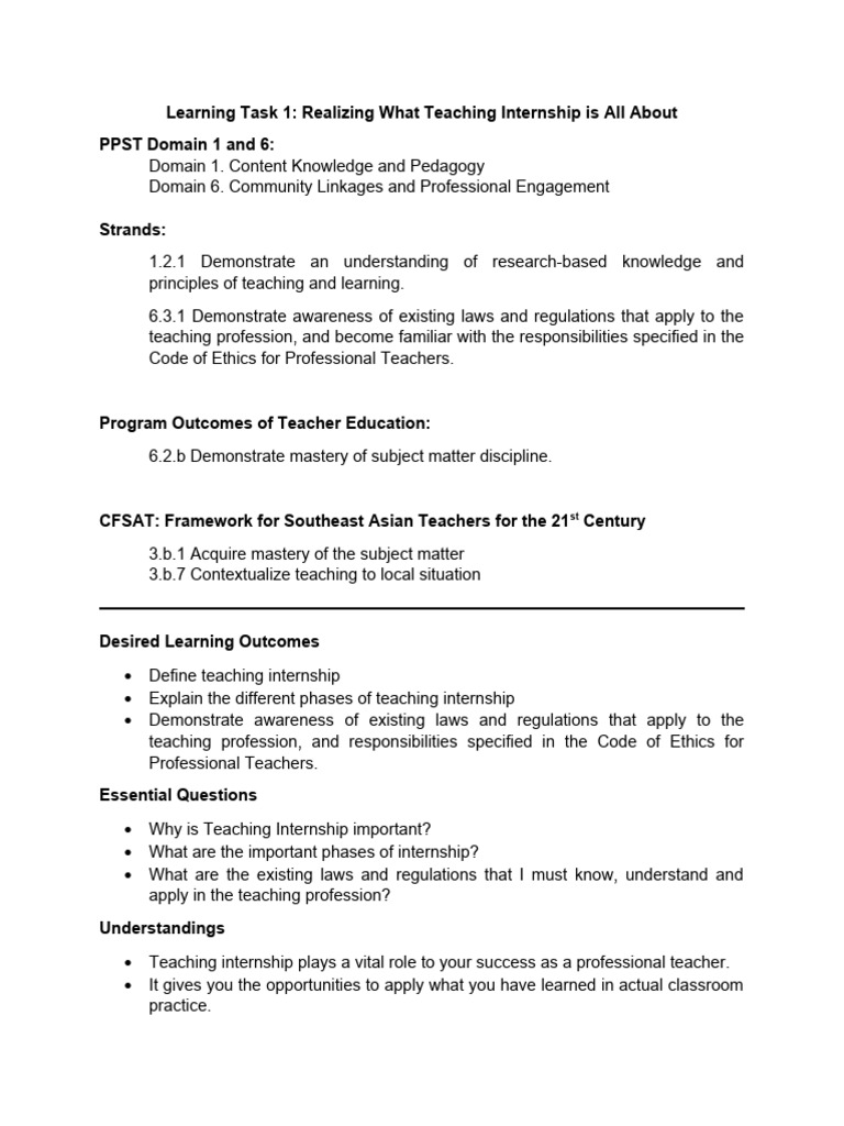 Portfolio Learning Tasks 1 9 | PDF | Learning | Teachers