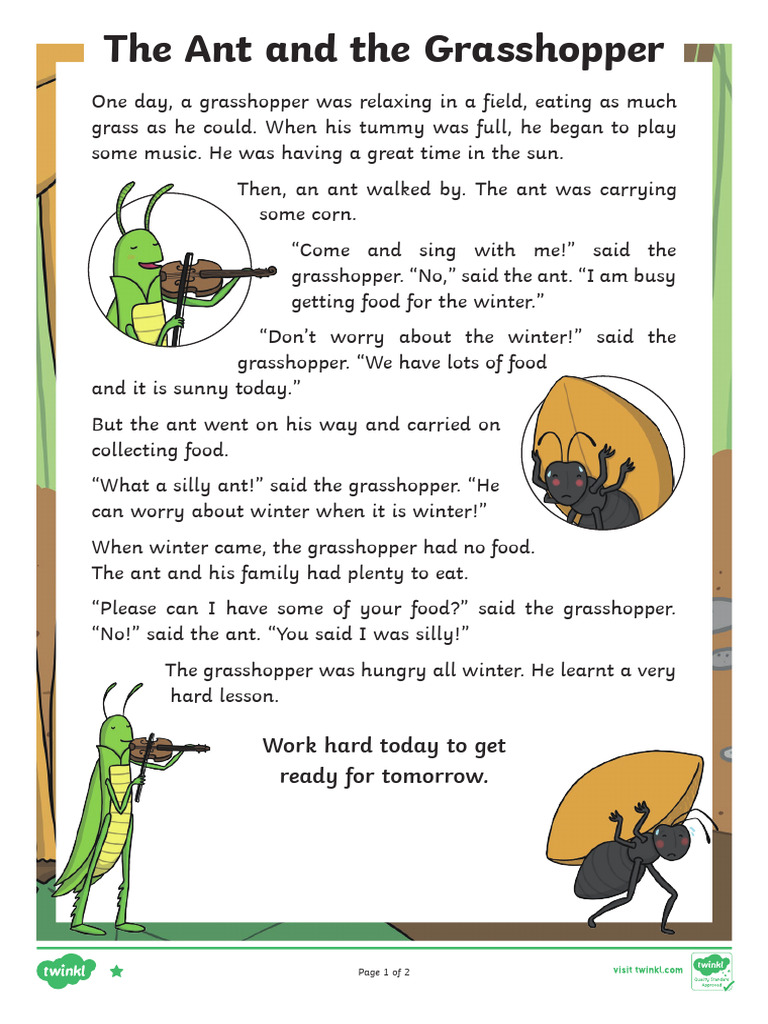 The Aynt and The Grasshopper | PDF | Art | Poetry