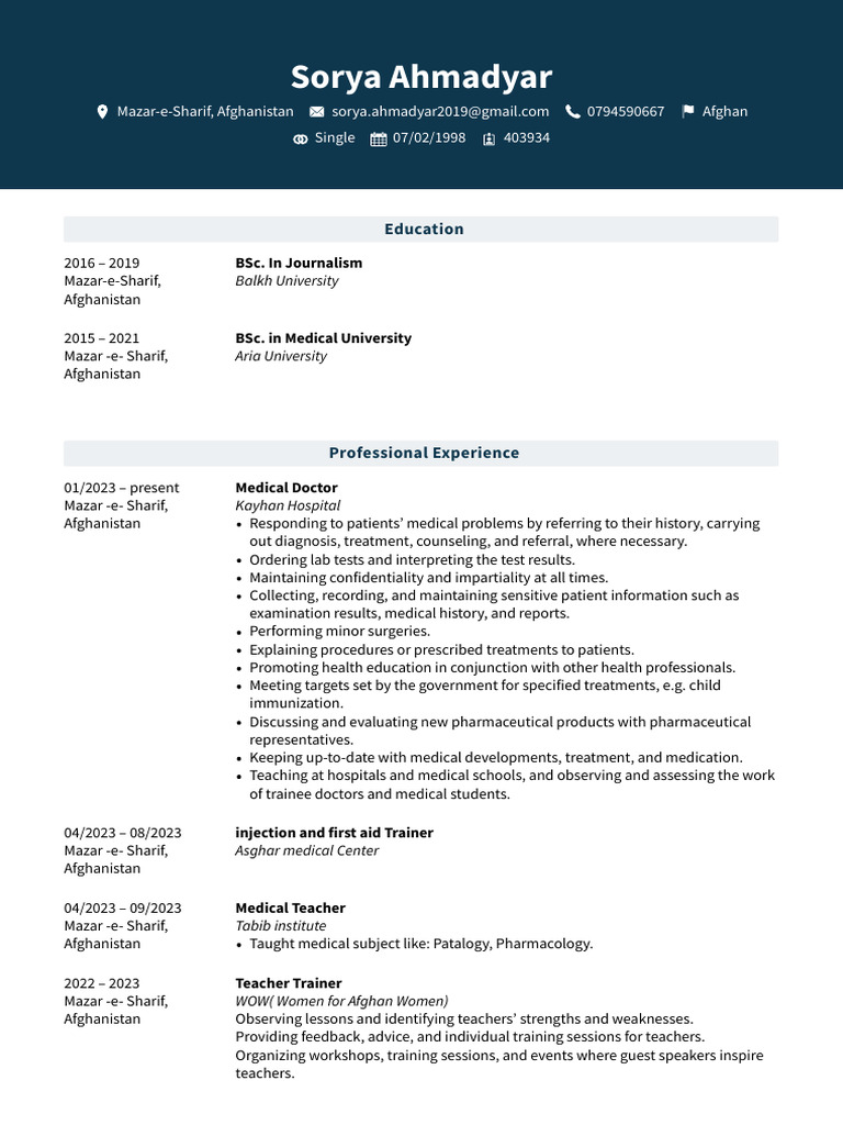 Sorya CV | PDF | Midwifery | Medicine