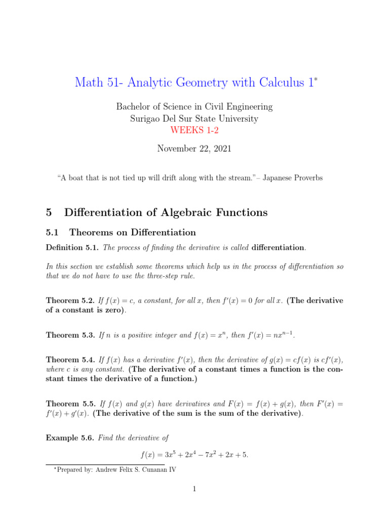 Differentiation of Algebraic Functions | PDF | Derivative | Exponentiation