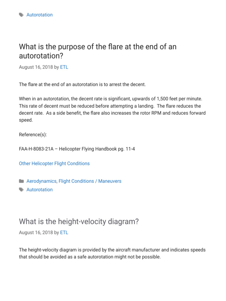 What Is The Height-Velocity Diagram - Helicopter Study Guide | PDF