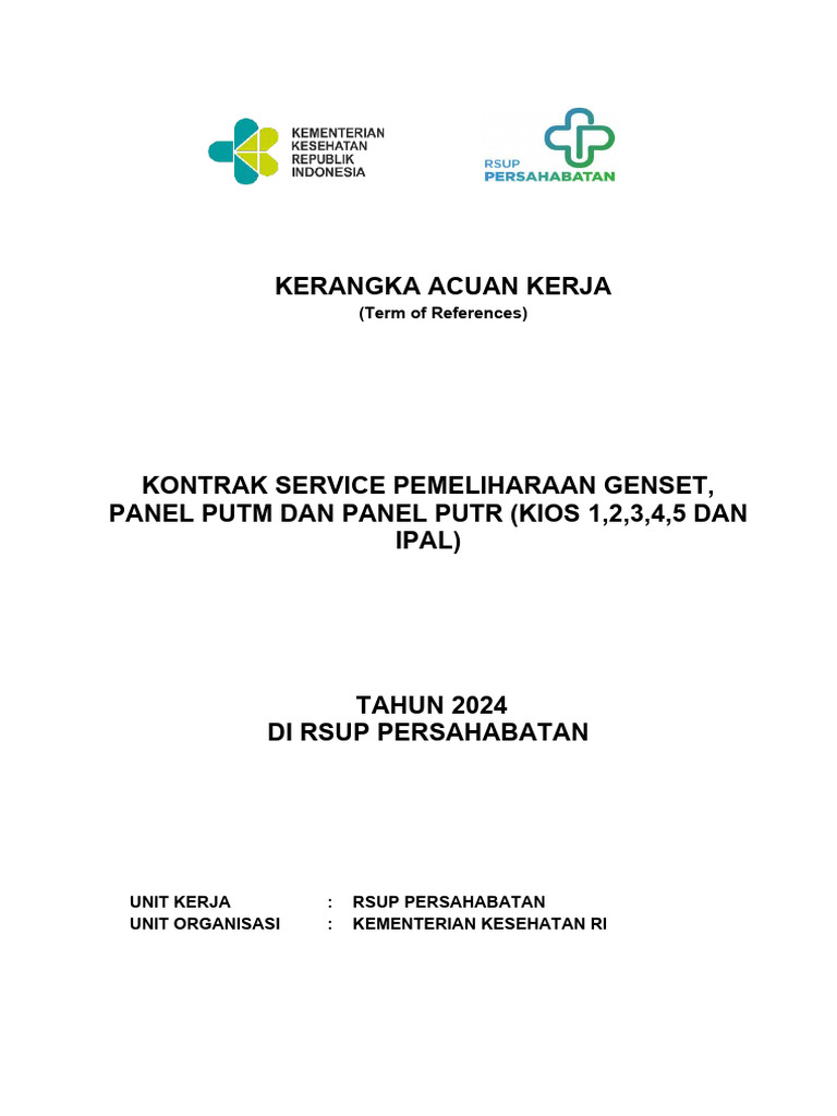 Kak KS Genset Kios 12345 Dan Ipal Tahun 2024 | PDF