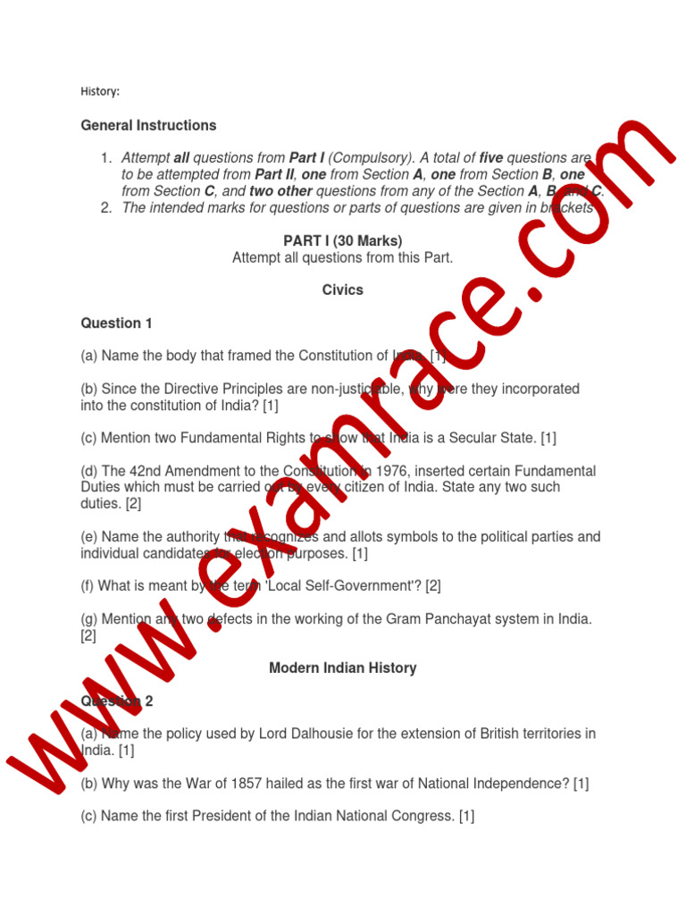 ICSE Class 10 History 2002 | PDF | Indian Nationalism | Human Rights