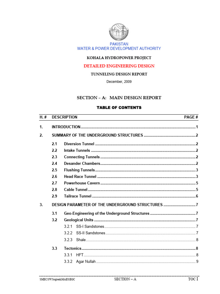 Kohala Hydropower Project Tunneling Design | PDF | Tunnel | Geology