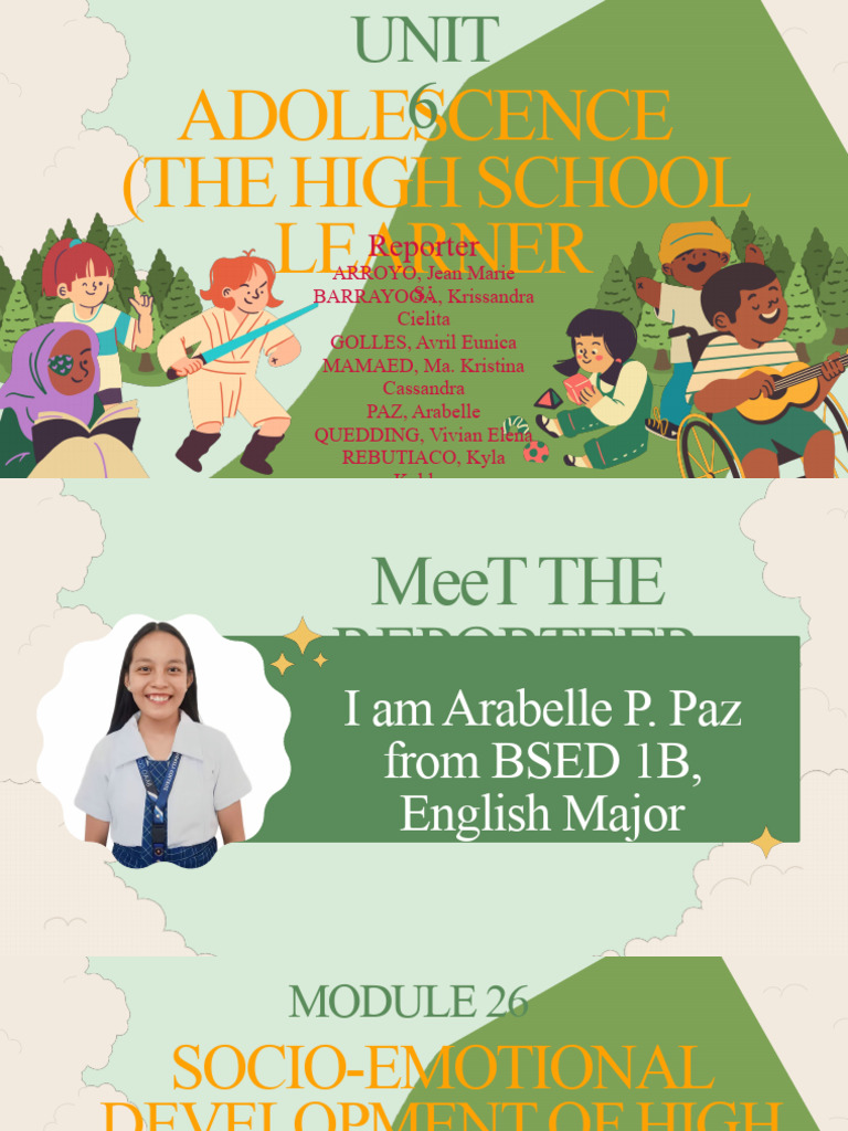 Module 26 - Socio-Emotional Development of High School Learners ...