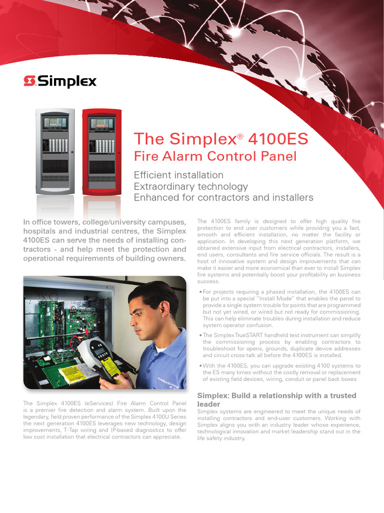 Simplex 4100ES Panel For Contractor Brochure | PDF | Electrical Wiring ...