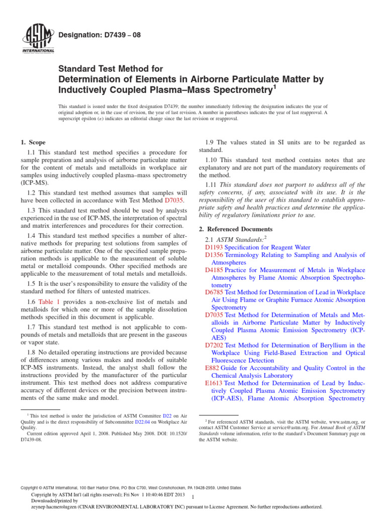 Astm D 7439 | PDF | Detection Limit | Physical Chemistry