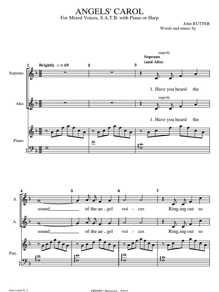 ANGELS CAROL John Rutter S.A.T.B. Piano or Harp | PDF
