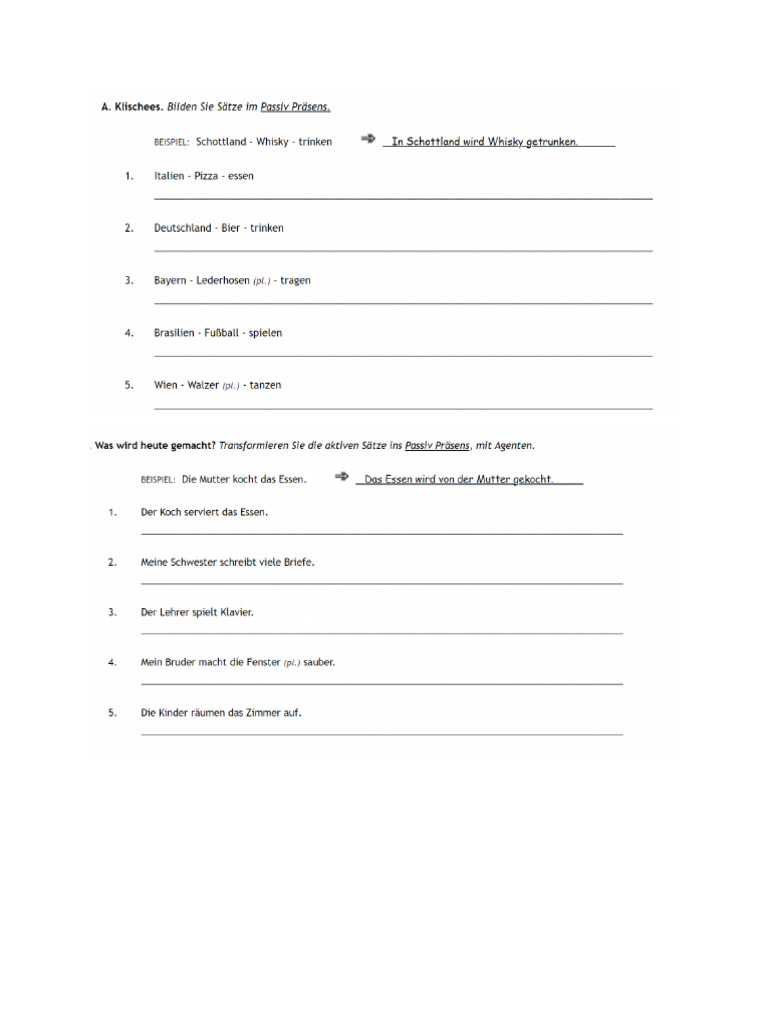 Passiv Übungen | PDF