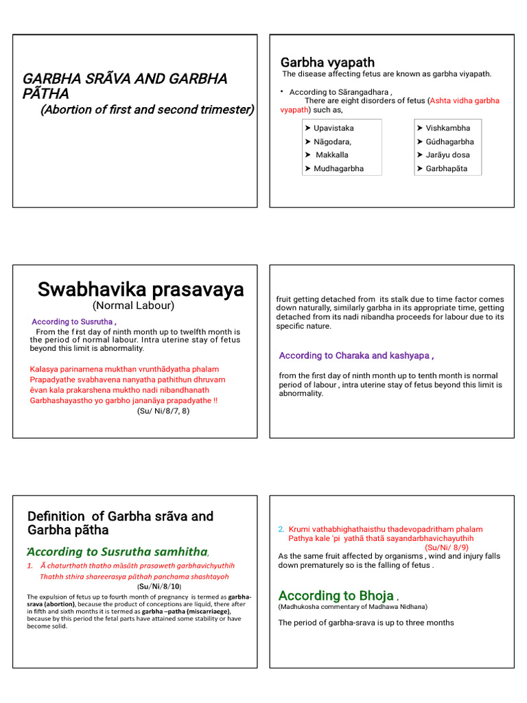 Garbha Srã - Va and Garbha Pã - Tha | PDF | Miscarriage | Human ...