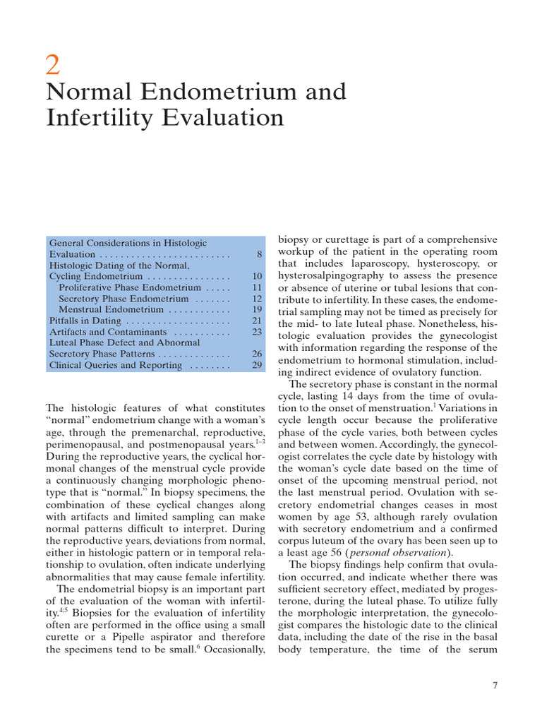 Normal Endometrium and Infertility Evaluation | PDF | Mammal Female Reproductive System ...