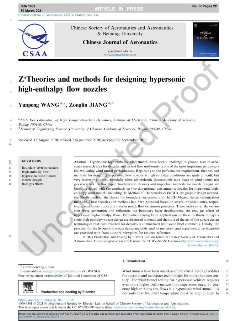 Nozzle Design For High Enthalpy Design | PDF