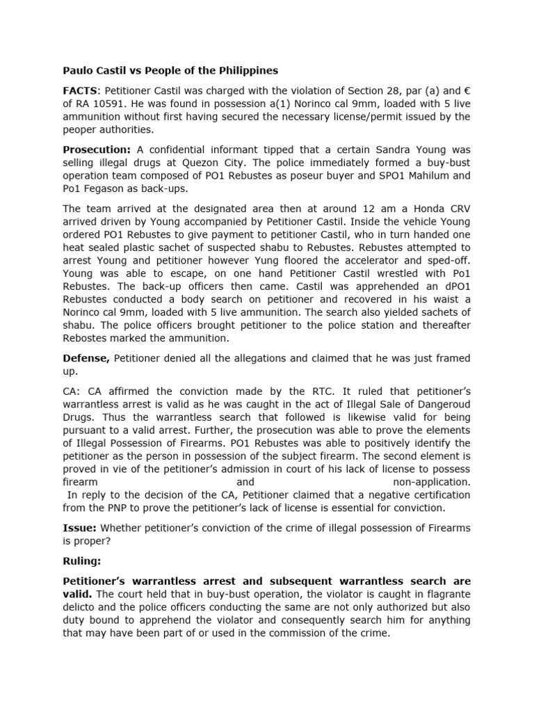 Castil's Conviction for Illegal Firearm Possession | PDF | Search ...