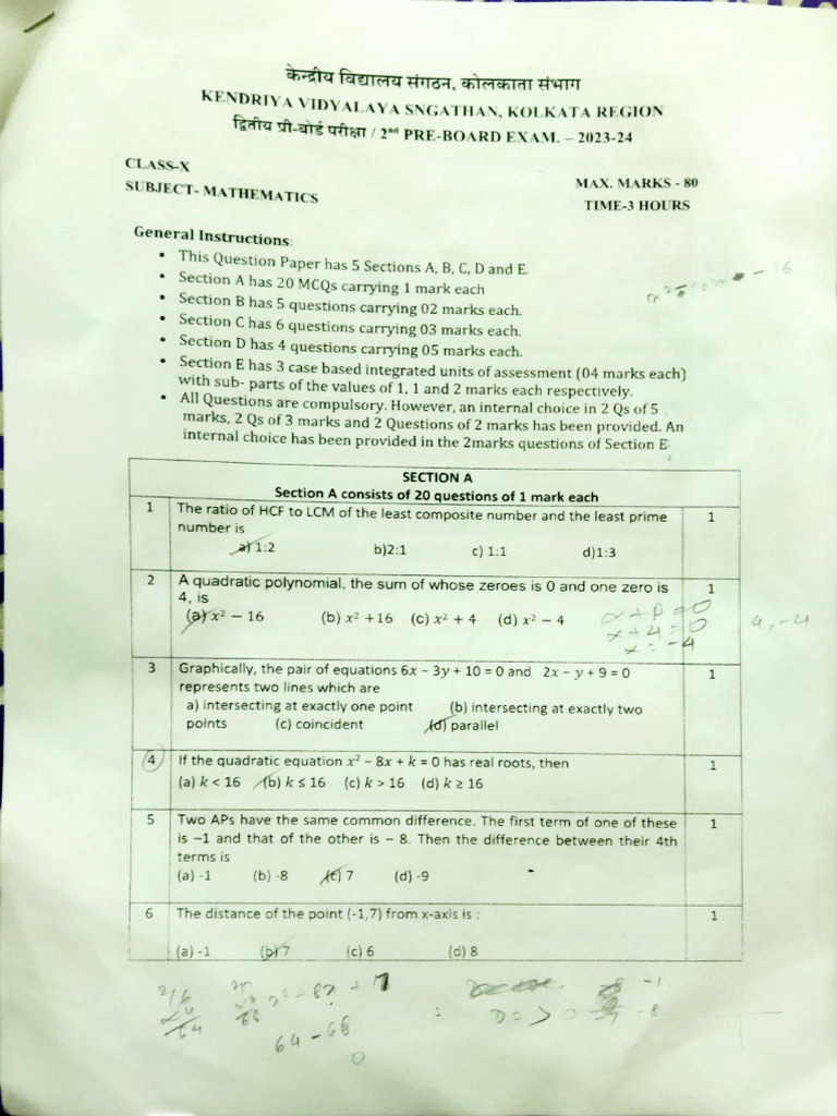 Maths Pre Board-2 | PDF