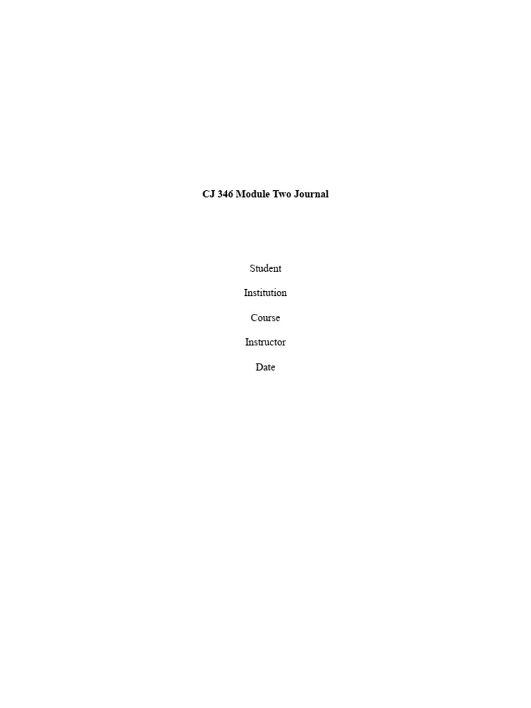 CJ 346 Module Two Journal Guidelines and Rubric | PDF | Juvenile ...