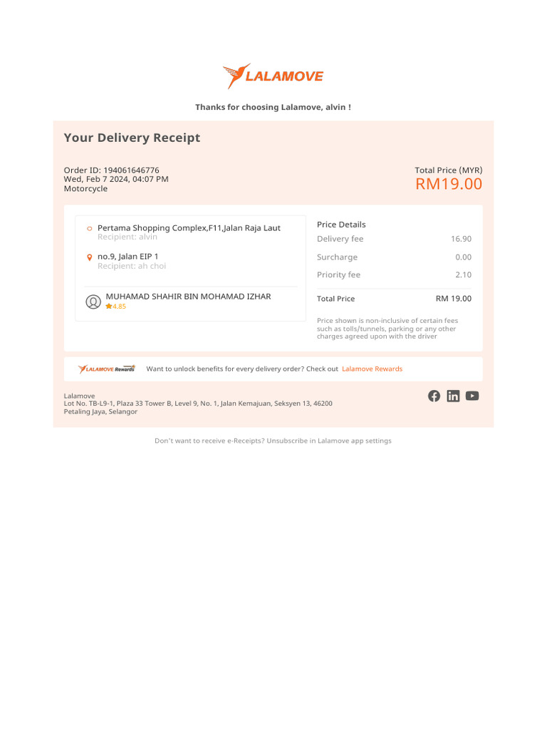 Order Receipt 9 | PDF