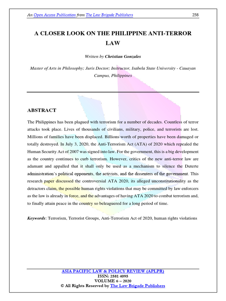 A Closer Look On The Philippine Anti-Terror Law | PDF | Facial ...