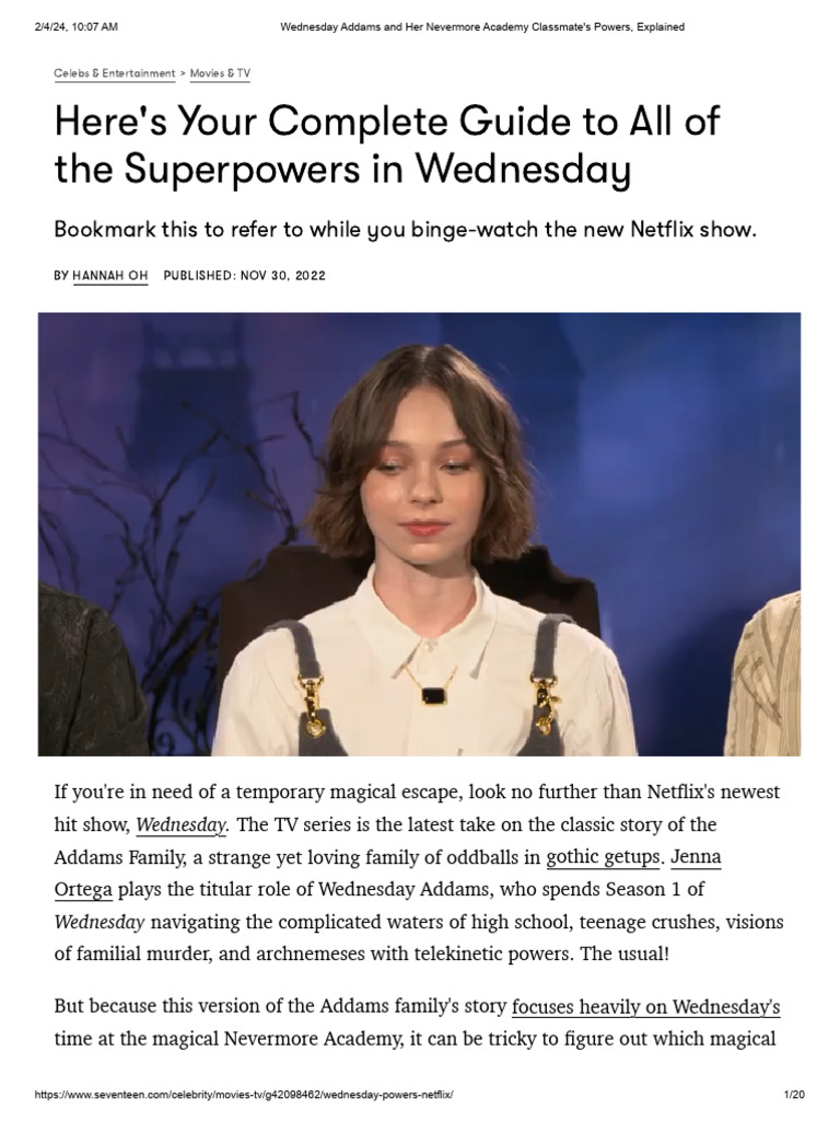 Wednesday Addams and Her Nevermore Academy Classmate's Powers ...