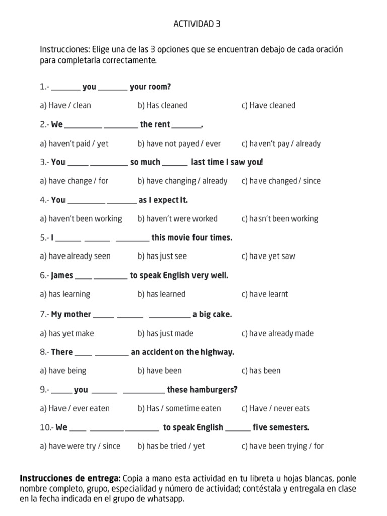 Actividad 3 - Perfect Present | PDF