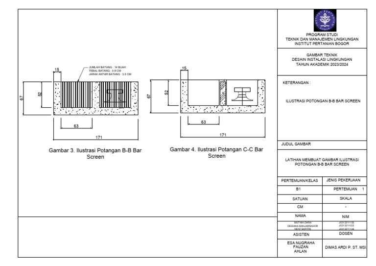 Ilustrasi Potongan B-B Bar Screen | PDF