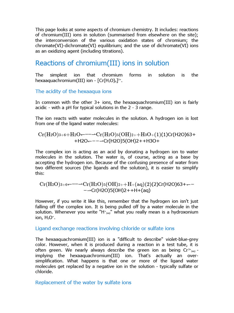 Color Change and Oxydation | PDF | Hydroxide | Chromium