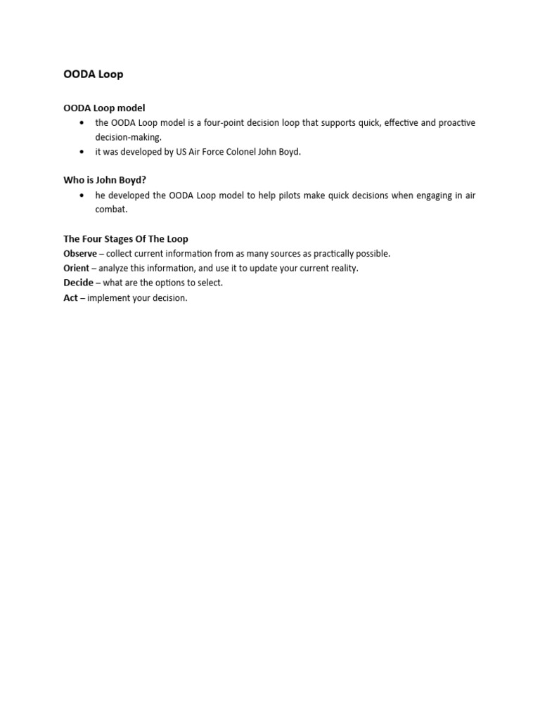 OODA Loop: Decision-Making Model | PDF | Technology & Engineering