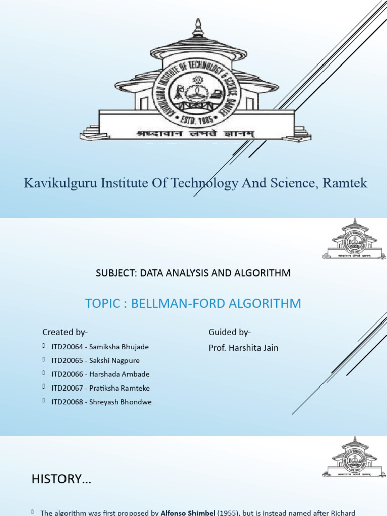Bellman Ford Algorithm Download Free Pdf Discrete Mathematics Graph Theory