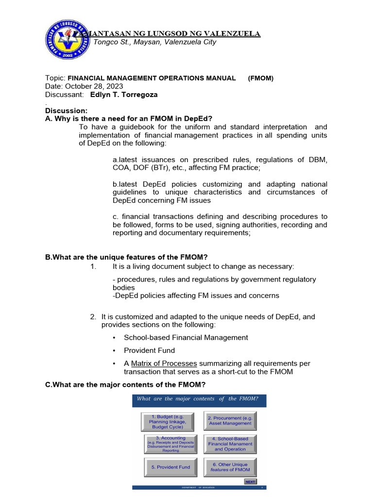 DepEd Financial Management Operations Manual | PDF | Business | Economies