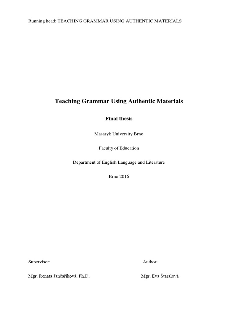 Teaching Grammar Using Authentic Materials | PDF | Language Arts & Discipline | Foreign Language ...