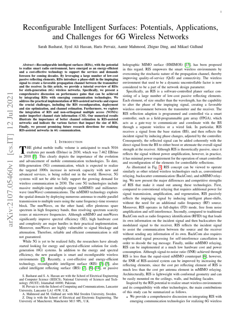 10.reconfigurable Intelligent Surfaces Potentials, Applications | PDF ...
